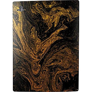 Skinit Decal Gaming Skin Compatible with PS5 Bundle - Gold and Black Marble Design