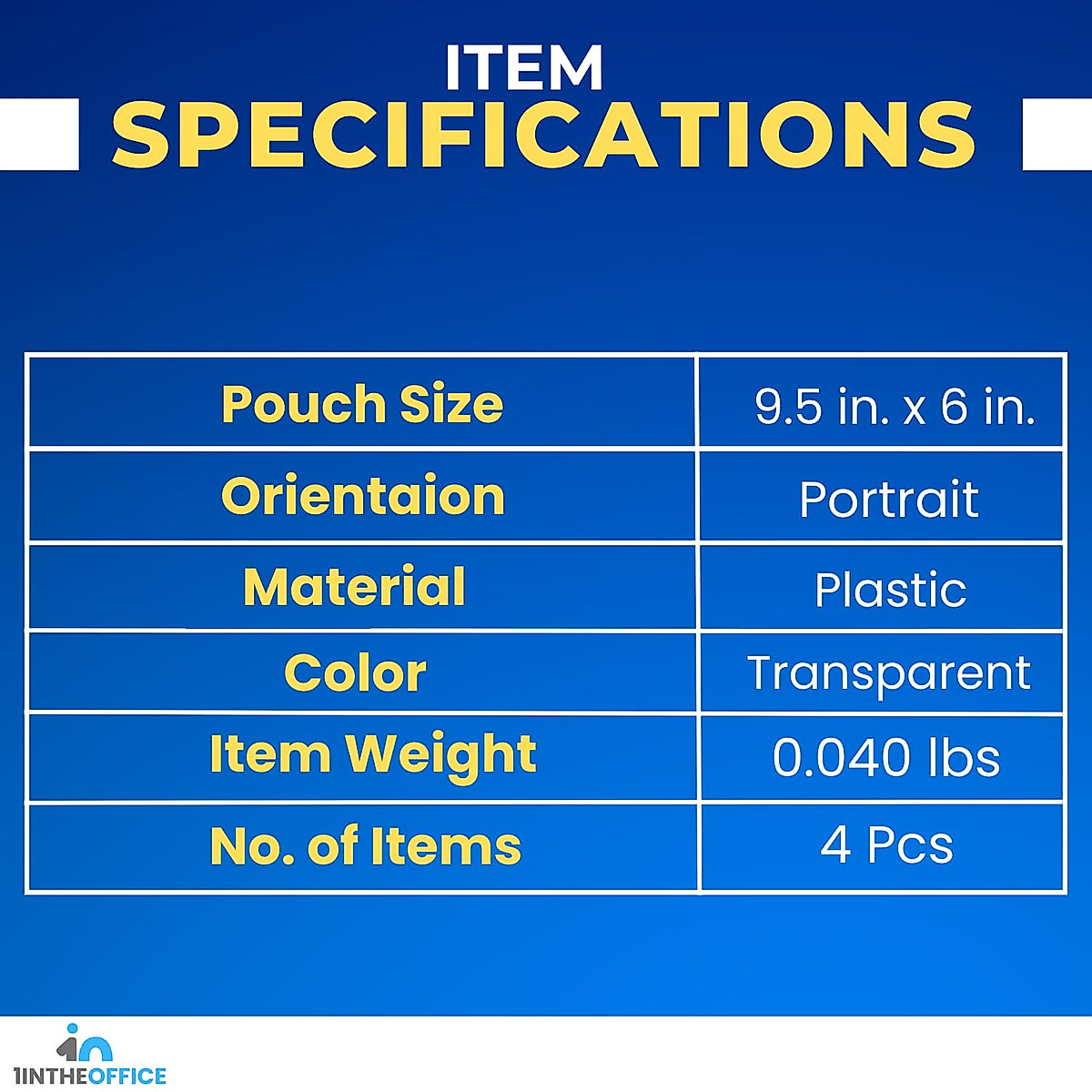 1InTheOffice Clear Pencil Pouch For 3 Ring Binder, Ring Binder Pockets with Zipper, Vinyl, 4 Pack