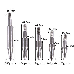 SHARROW 12 pcs Archery Field Points 75/100/125/150/200/250/300 Grain Broadheads Target Practice Field Tips Hunting Arrow Tip Screw-in Arrowhead for Recurve Compound Bow Crossbow (75grain)