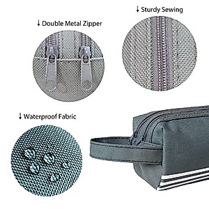 KDWDWLL Pencil Case Big Capacity Pencil Pouch 2 Compartments Pen Case Desk Organizer Marker Simple Stationery Bag Pencil Holder for Teen Girls Boys Kids (Gray)