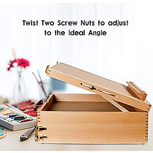 Kuyal Art Supplies Box Easel Sketch Box Painting Storage Box-Adjustable Design with Large 2-Drawer（2-Drawer Box Easel)