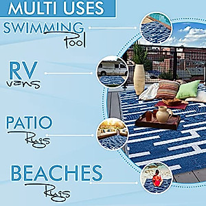 NAQSH Outdoor Indoor Plastic Rug with Loops - Foldable Reversible Outdoors Waterproof and Washable Patios Garden Decor (Peacock Blue, 3 x 5 ft)