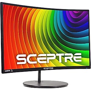 Sceptre Curved 27" FHD 1080p Gaming Monitor R1500 98% sRGB HDMI VGA 75Hz Build-in Speakers, Blue Light Shift Machine Black (C278W-1920RN series)