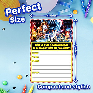 Set of 30 Invitation Cards Star Wa -Themed Happy Birthday Invitation Cards - Lightweight (230g), Postcard Style Invites for the Perfect Party Pack