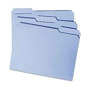 Smead 12034 File Folders 1/3 Cut Reinforced Top Tab Letter Blue 100/Box