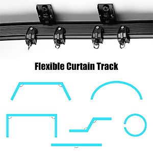 Jetec Flexible Bendable Ceiling Curtain Track, 9.8ft/16.4ft(5m), Ceiling Mount for Curtain Rail with Track Curtain System, Room Divider, Ceiling Curtain Rod, Rv Ceiling Track for Curtains(5 m,Black)