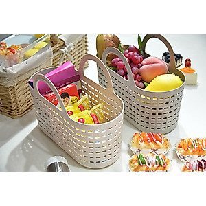 Citylife 2 PCS Plastic Colander Garden Basket Kitchen Fruit Strainer Vegetable Washing Basket Plastic Basket with Handle for Bathroom