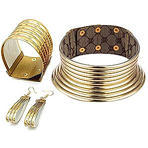 Aijian African Jewelry Statement Chokers Egypt Gold Tone Choker Chunky Leather Collar Necklace/African Choker Punk Necklace Gothic (c-1 set (gold))
