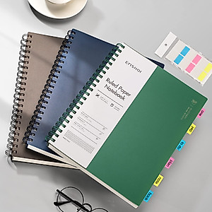 EMSHOI A4 Spiral Notebook College Ruled Lined Journal, 11.2" X 8.27", 300 Pages/150 Sheets, 100gsm Thick Paper, Waterproof Softcover, Twin-Wire Binding, for School Work Business Writing-Blue