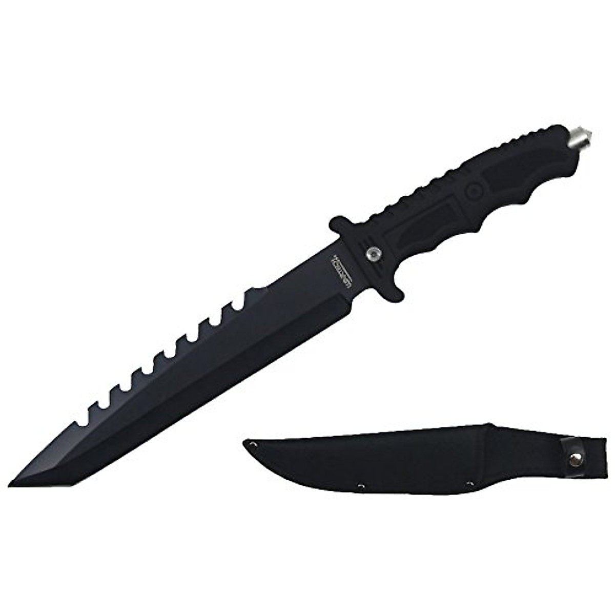 Wartech H-4823 Rubber Handled Hunting Knife, 13.5", Black