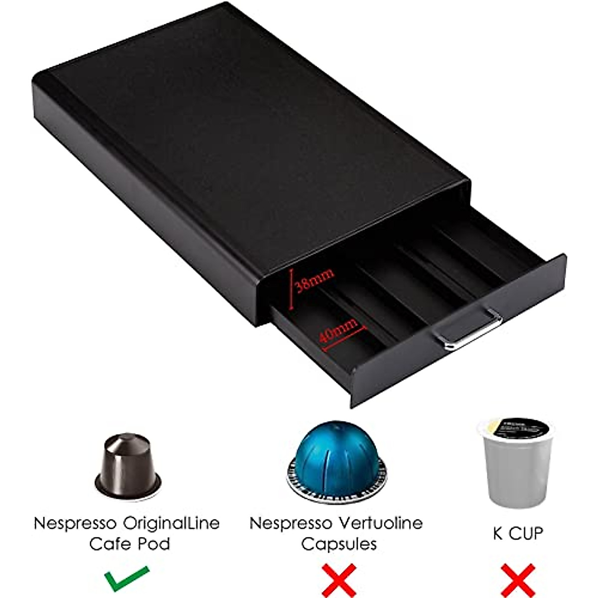 Amazon Basics Nespresso Coffee Pod Storage Drawer Holder, 50 Capsule Capacity