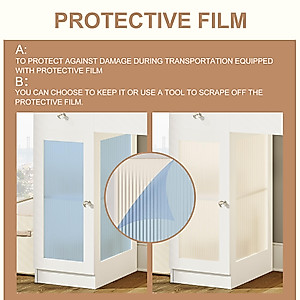 IFSEB Makeup Vanity with Glass Top, White Vanity Desk with Mirror and Lights, Big Vanity with Drawers & Cabinets for Bedroom, Cute Vanity with Crystal Knobs & Power Outlet for Women, Girls