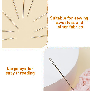FIVEIZERO 60 PCS Large Eye Sewing Needles, 6 Sizes Hand Sewing Needles, Leather Needle Embroidery Thread Needle, Stainless Hand Quilting Needles with Threaders for Hand Sewing Art Crafts