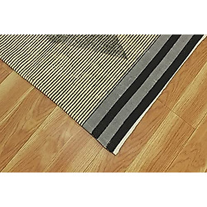Casavani Hand Block Printed Area Rug Geometric Gray & Black Cotton Dhurrie Best Uses For Bedroom,Dining Room,Living Room,Balcony,Purch 4x6 5x8 6x9 Feet 4x12 Feet Runner