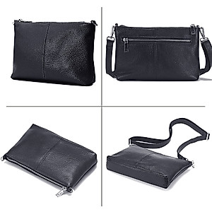 Leather Crossbody Purse Sling Shoulder Smartphone Bags with Card Slots for Women (Black 1)