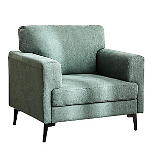 CDCASA Accent Chair, Linen Fabric Oversized Mid Century Modern Chair Set of 1, Comfy Upholstered Armchair Reading Accent Chairs Sofa Chairs for Bedroom Living Room, Green