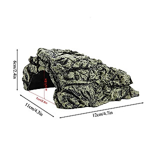 Reptile Hiding , Reptile Box Shelter Terrarium Hideout Caves for Aquarium Terrarium Decoration Ornament 4.7 x 4.3 x 2.4 inches(Medium)