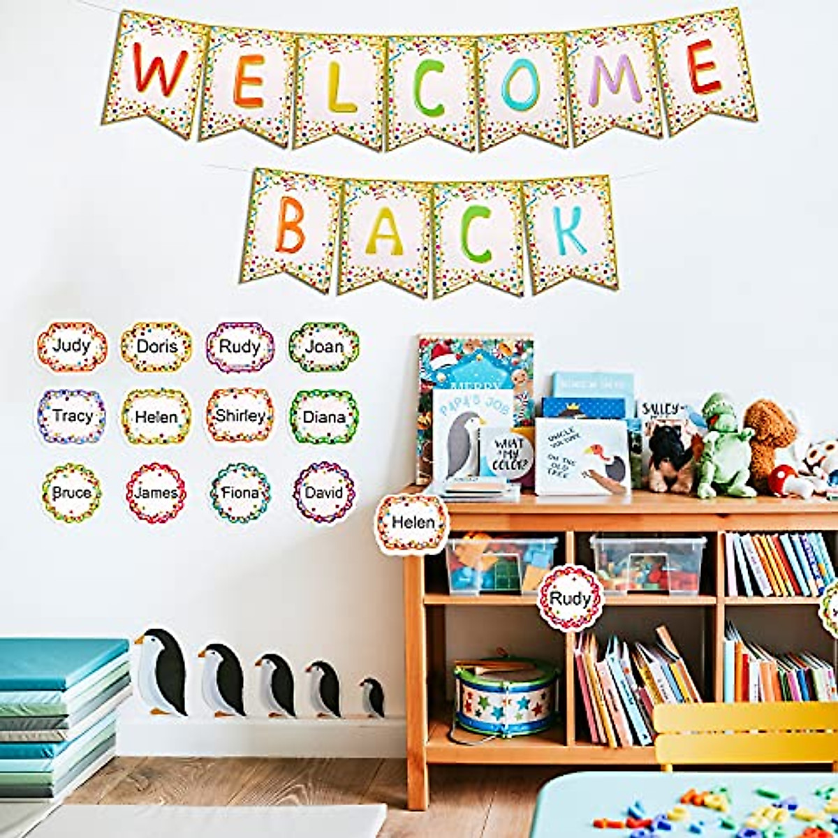 71 Pieces Confetti Classroom Decorations Confetti Bulletin Board Welcome Banners Confetti Accents Welcome Back to School Cutouts for Teacher Student First Day of Classroom School Decoration