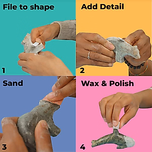 STUDIOSTONE CREATIVE DIY Arts & Crafts Carving Kit Kids Adults Bear & Wolf Sculpture Soapstone