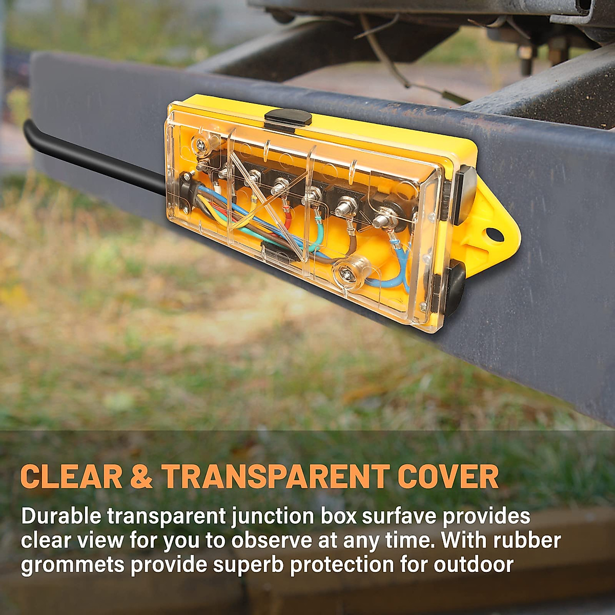 MECMO 7 Way Plug Inline Trailer Cord 8Ft w/ 7 Gang Junction Box, UL ...