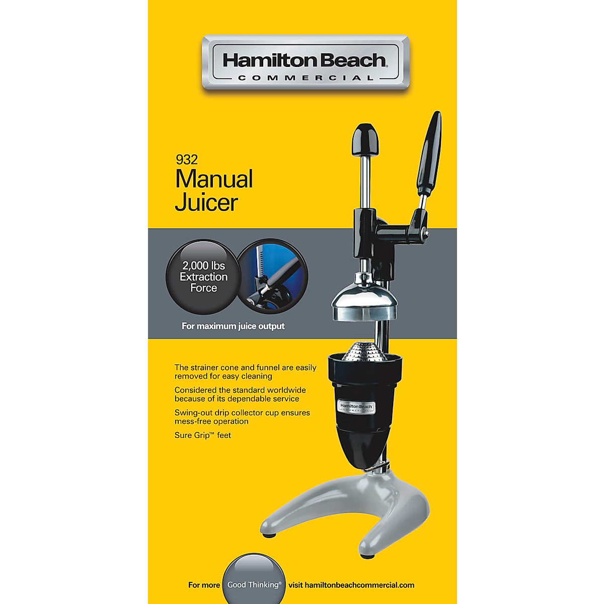 Hamilton Beach 932 Commercial Citrus Juicer, Black