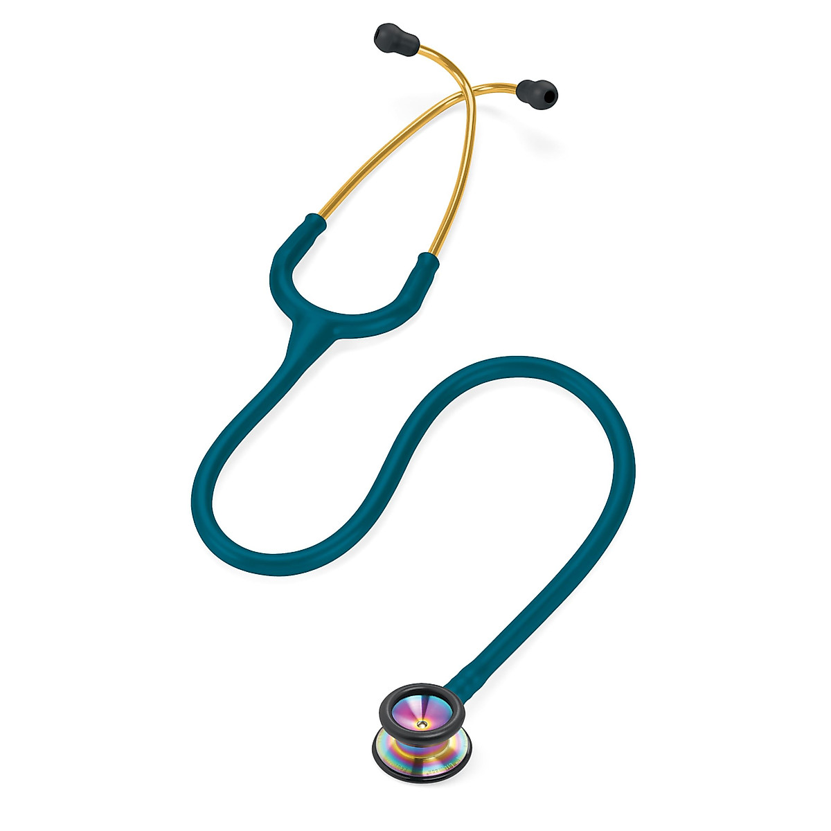 3M Littmann Classic II Pediatric Stethoscope, 2153, Stainless Steel Rainbow-Finish Chestpiece, 28" Caribbean Blue Tube, Brass Stem, and Headset
