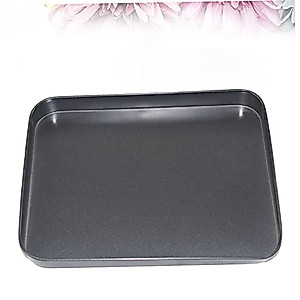 FURLOU Metal Serving Tray Accessory Tray Oven Roasting Pan Cookie Tray Black Cake Plates Cake Baking Tray Baking Pans Big Cake Brownie Baking Tools Bread Pan Black Non Stick Baking Tray Plate