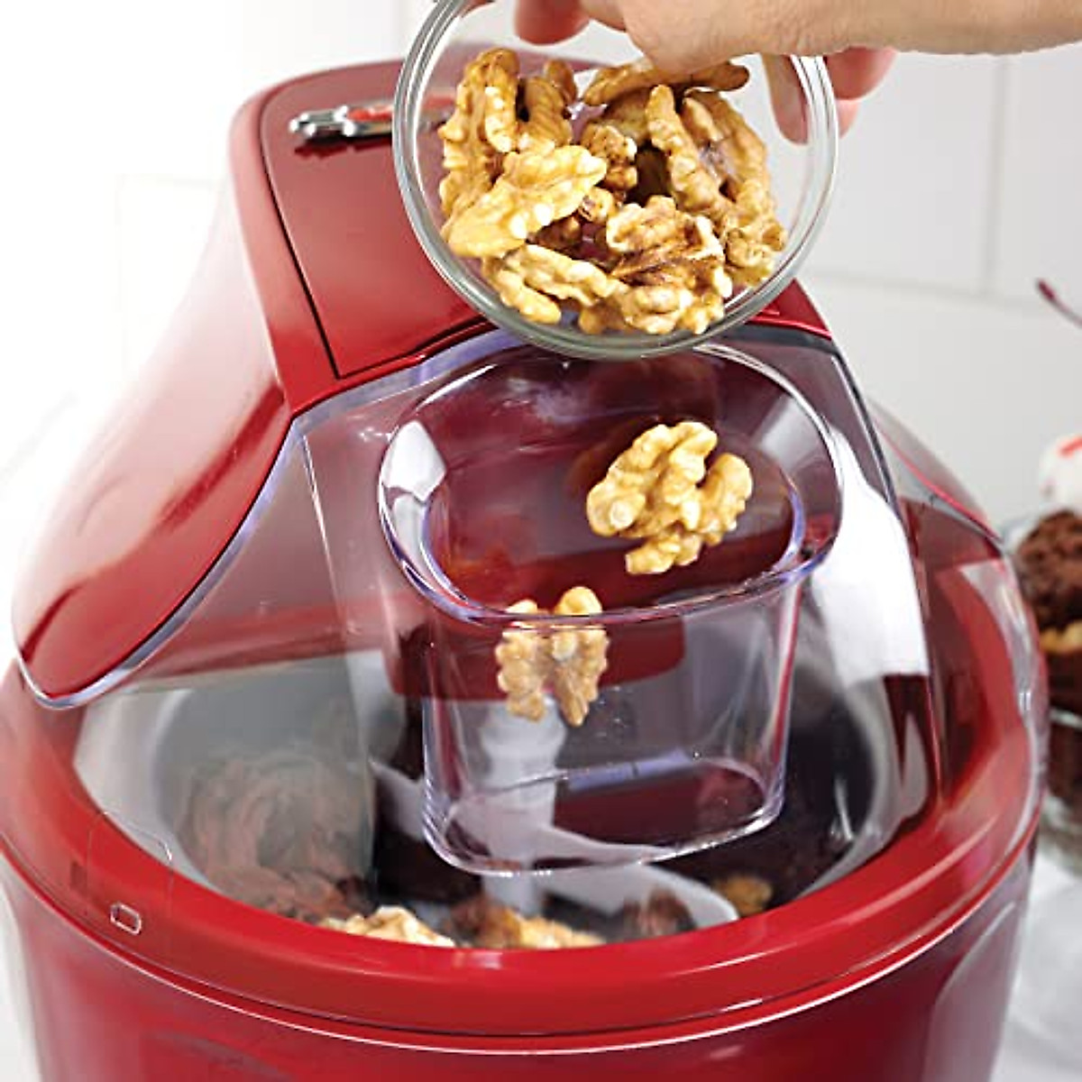 Nostalgia 1.5-Quart Electric Ice Cream, Frozen Yogurt, Gelato and Sorbet Maker, Red
