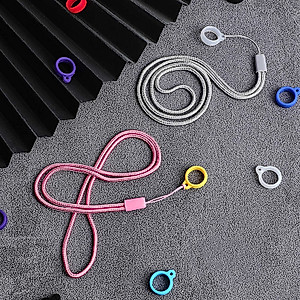 2 Anti-Lost Necklace Lanyard with 12 Pieces Anti-Lost Silicone Rubber Ring Pen Silicone Lanyard Holder (Adorable Style)