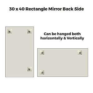 Rectangular Bathroom Wall Mirror 30" x 40" with Safety Backing | Mounted Hooks | Stylish 1" Beveled Silver Vanity Mirror by Fab Glass and Mirror