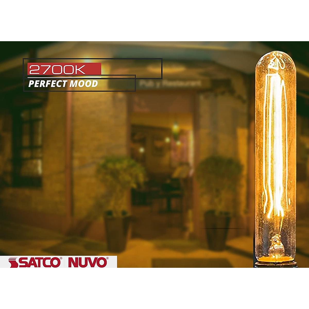 Satco 25W T10 Tubular Bulb - Medium Base - Frosted - 120V