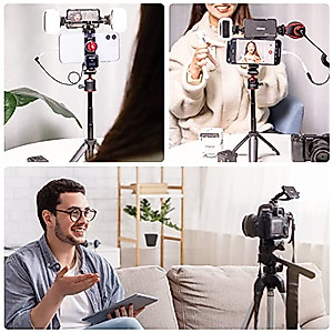 Selfie Mirror for Smartphone Phone Holder Cold Shoe Microphone/Light Mount Camera Tilt Flip Screen Vlogging Accessories Video Shooting Compatible for iPhone 14 13 12 X Pro Max Rig, for Sony Canon DSLR