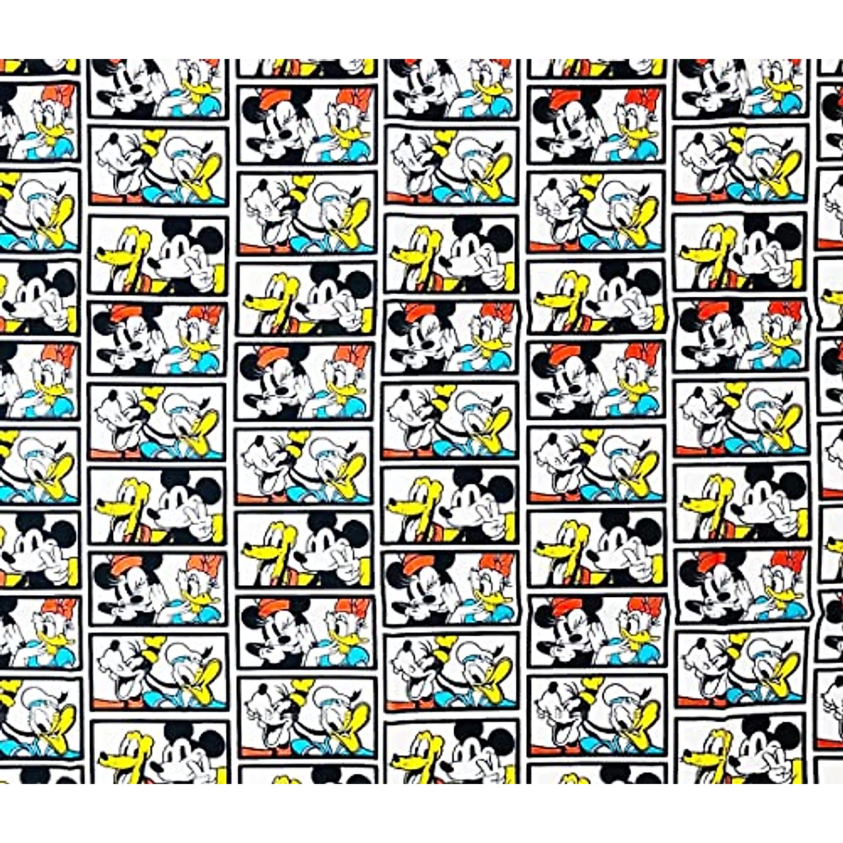 Fat Quarter - Mickey Minnie Daffy Daisy & More in Block Cotton Fabric - 18" x 22" Fat Quarter