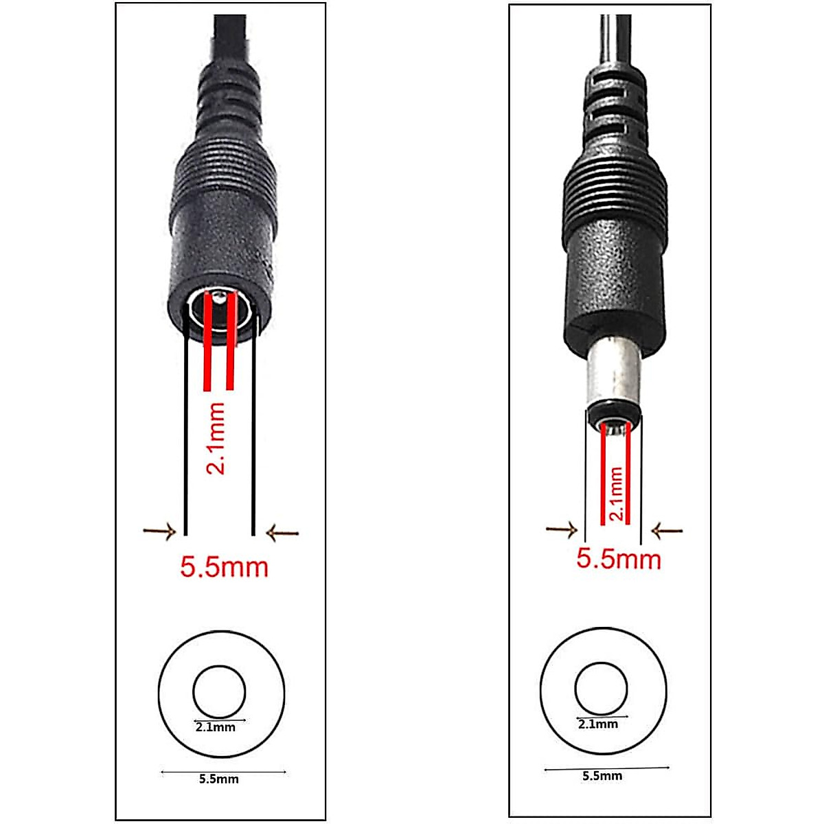 TronicsPros 2pcs DC 12V-24V 3A LED Strip Dimmer Switch LED Tape Dimmer Controller PWM Rotary Dimmer 5.5mm x 2.1mm DC Jack for SMD 5050 3528 2835 5630 LED Ribbon LED String Light, Black