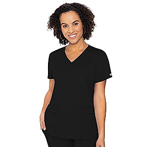 Med Couture Touch Women's V-Neck Knit Back Top, Black, Medium