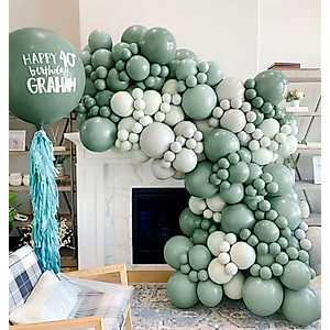 Dusty Green Balloon Garland Double Stuffed Olive Green Balloon Different Size Retro Mint Green Balloon Arch Kit for Birthday Wedding Baby Shower Bridal Shower Engagement Party Decor
