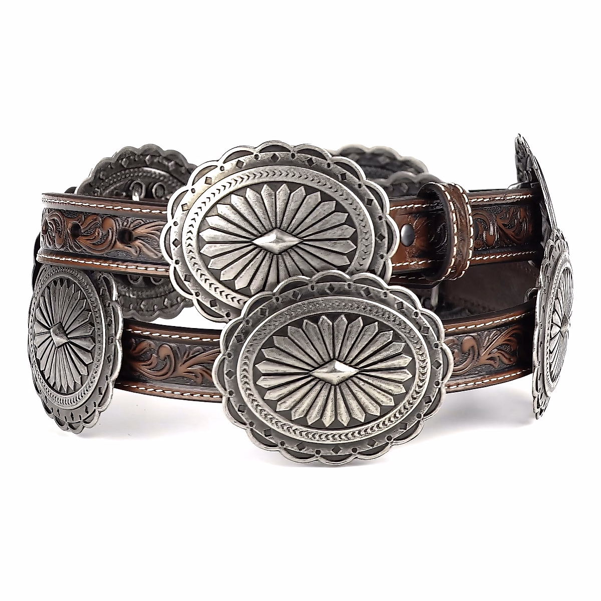 ARIAT Women's Tooled Leather Concho Belt, Medium