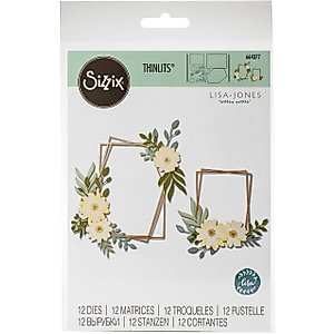 Sizzix Thinlits Die Set 12 Pack Geo Floral Frame by Lisa Jones, Multicolor