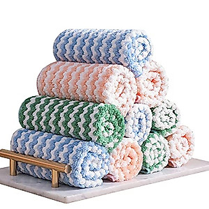 ZBORH 10PCS Super Absorbent Cleaning Cloths, Kitchen Towels Dish Towels, Multipurpose Reusable Dish Cloths, Double-Sided Microfiber Cleaning Rags for Dish Drying Washing, Furniture, Car, Bowl,