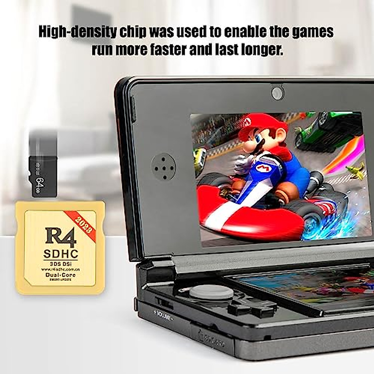 2023 Update Wood Version R4 Card R4 SDHC Adapter with 64GB TF SD Card for DS DSI 2DS 3DS NDS, No timebomb