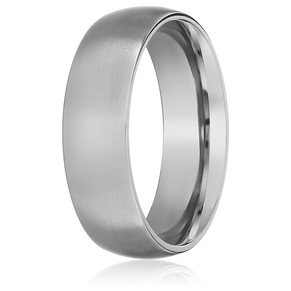 Sabrina Silver 6mm Titanium Plain Wedding Band/Thumb Ring Domed Comfort-Fit Matte Finish 5/16 inch size 9