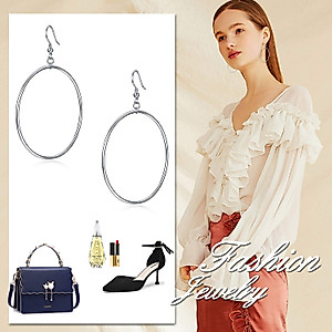 Sterling Silver Large Hoop Circle Dangle Drop Earrings for Women Ldaies 50mm (50mm, silver)