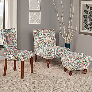 HomePop Parsons Classic Upholstered Accent Dining Chair, Set of 2, Colorful Paisley