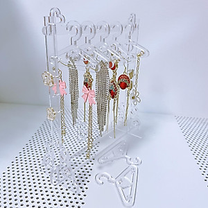 XINZHIDA Earring Holder Organizer, Earring Hanger Rack with 8 Mini Hangers, Acrylic Clothing Rack Jewelry Display Stand, Ear Studs Dangle Earrings Hanging Earring Holder, Clear