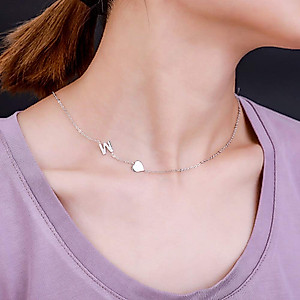 AILIN Custom Dainty Sideways Initial Necklace 925 Sterling Silver Personalized Alphabet 26 A-Z Letter Pendant Birthday Christmas Gifts For Women Mother