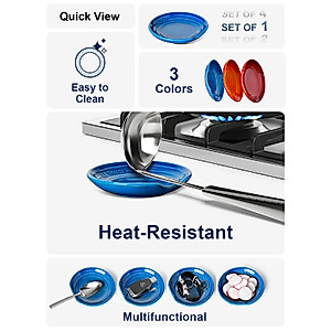 LE TAUCI Ceramic Spoon Rest, Housewarming Present, Coffee Spoon Holder for Kitchen Counter, Stove Top Protection, Kitchen Decor, Accessories for Countertop - 4.9 inch, Set of 4, Gradient Red