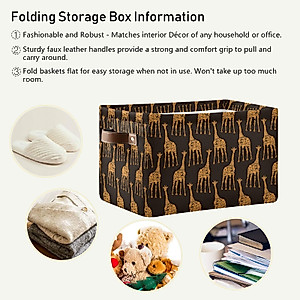 senya Large Foldable Storage Basket with Handles, Giraffes Pattern Fabric Collapsible Storage Bins Organizer Bag for Baby Storage Toy Storage 15 x 11 x 9.5 inch