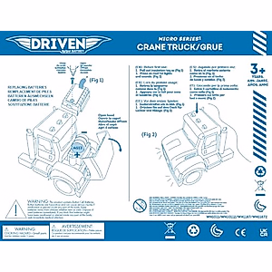 DRIVEN by Battat – Micro Crane Truck – Toy Crane Truck with Lights, Sounds and Movable Parts for Kids Age 3+ , Yellow
