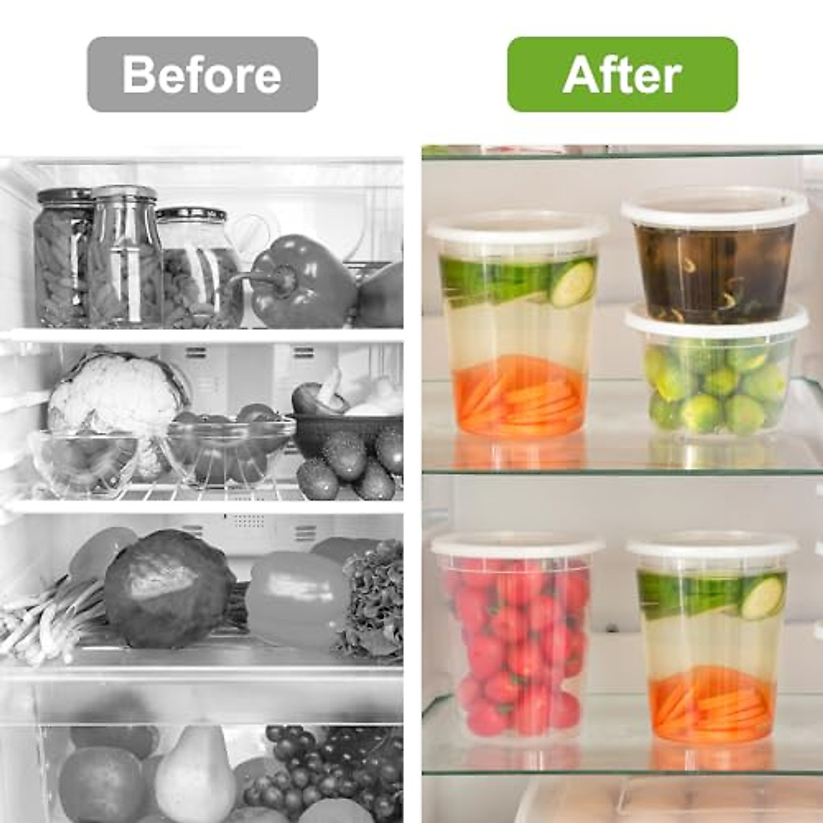 Moretoes 60 Mix Sets Plastic Deli Disposable Food Storage Containers With Airtight Lids, Heavy-Duty Microwaveable Airtight Container For Soups, Meal Prep, Leftovers, Sauces (2 Sizes, 16oz, 32oz)