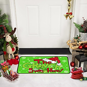 Christmas Decorative Kitchen Mats Set of 2,Grin Christmas Kitchen Decoration,Non Slip Absorbent Kitchen Mat Waterproof Runner Rug for Laundry Room and Sink 17x 29,17x48 Inches